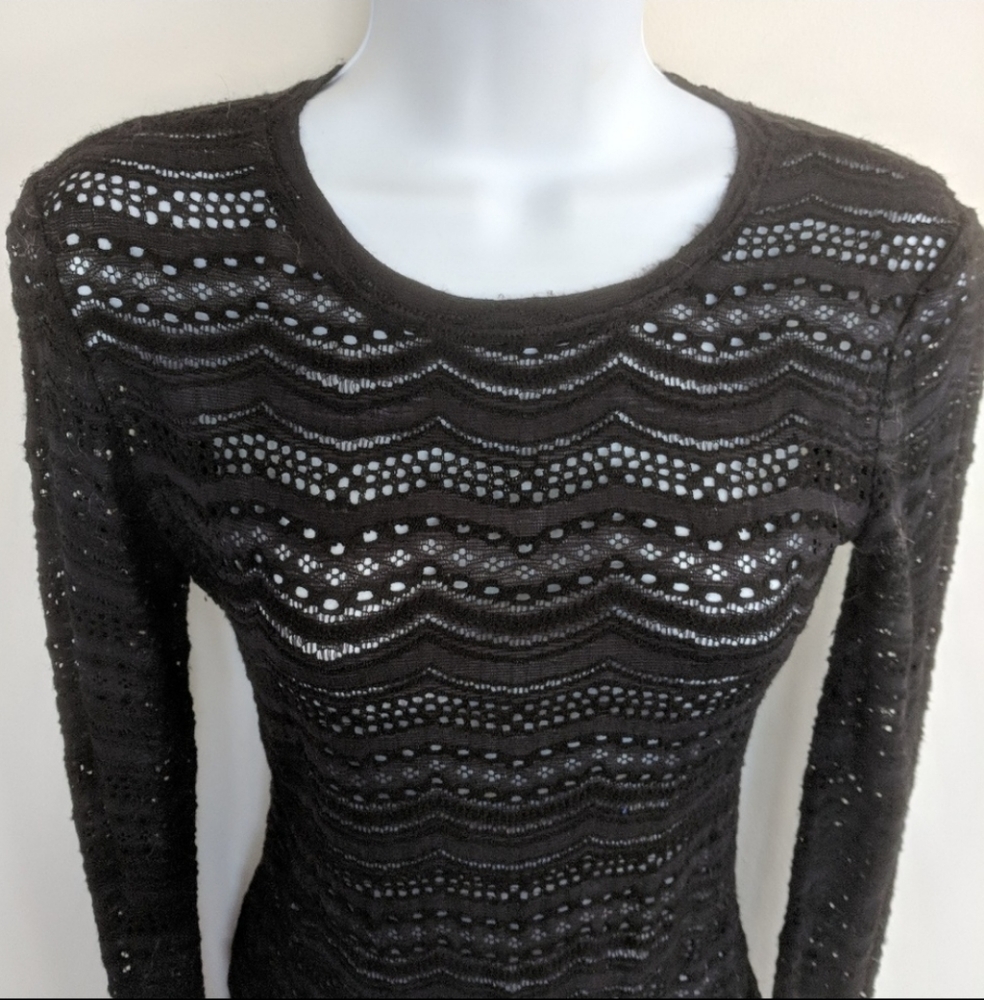 Sexy! Bcbgmaxazria Laser Cut Semi Sheer Stretch Top Xs - Gem